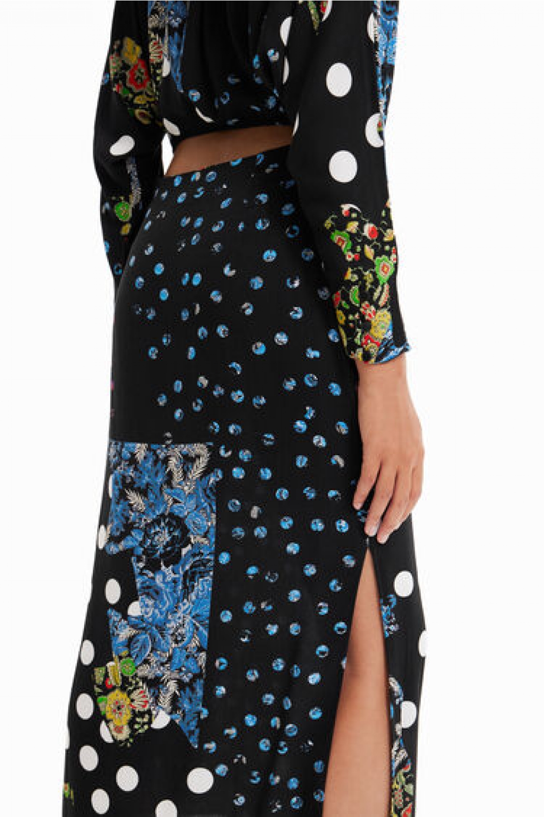 Rochie midi boho cu imprimeu floral și buline OUTLET DESIGUAL - Solmar